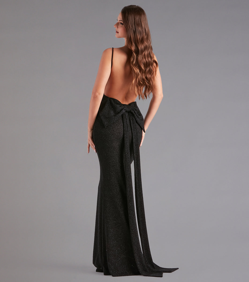 Gwendolyn Glitter Knit Bow-Back Mermaid Dress & Windsor