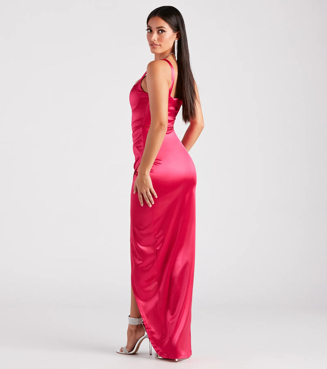 Rebecca Satin Slim-Fit Formal Dress & Windsor