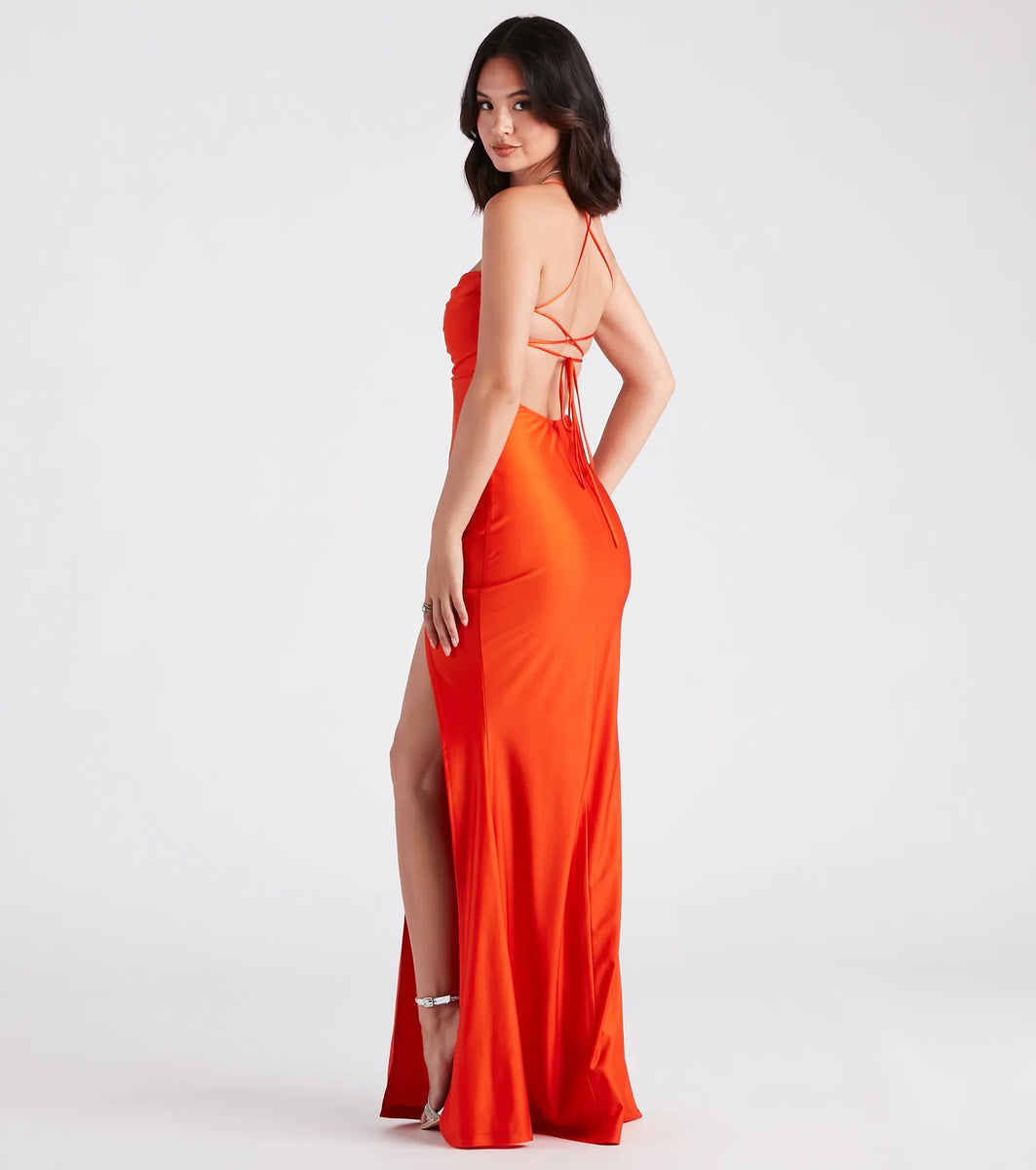 Delia Formal Cowl Neck Long Dress & Windsor