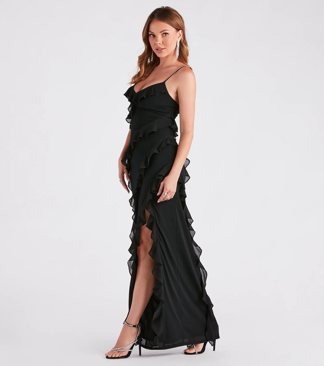 Melrose Formal Mesh Ruffle Mermaid Dress & Windsor