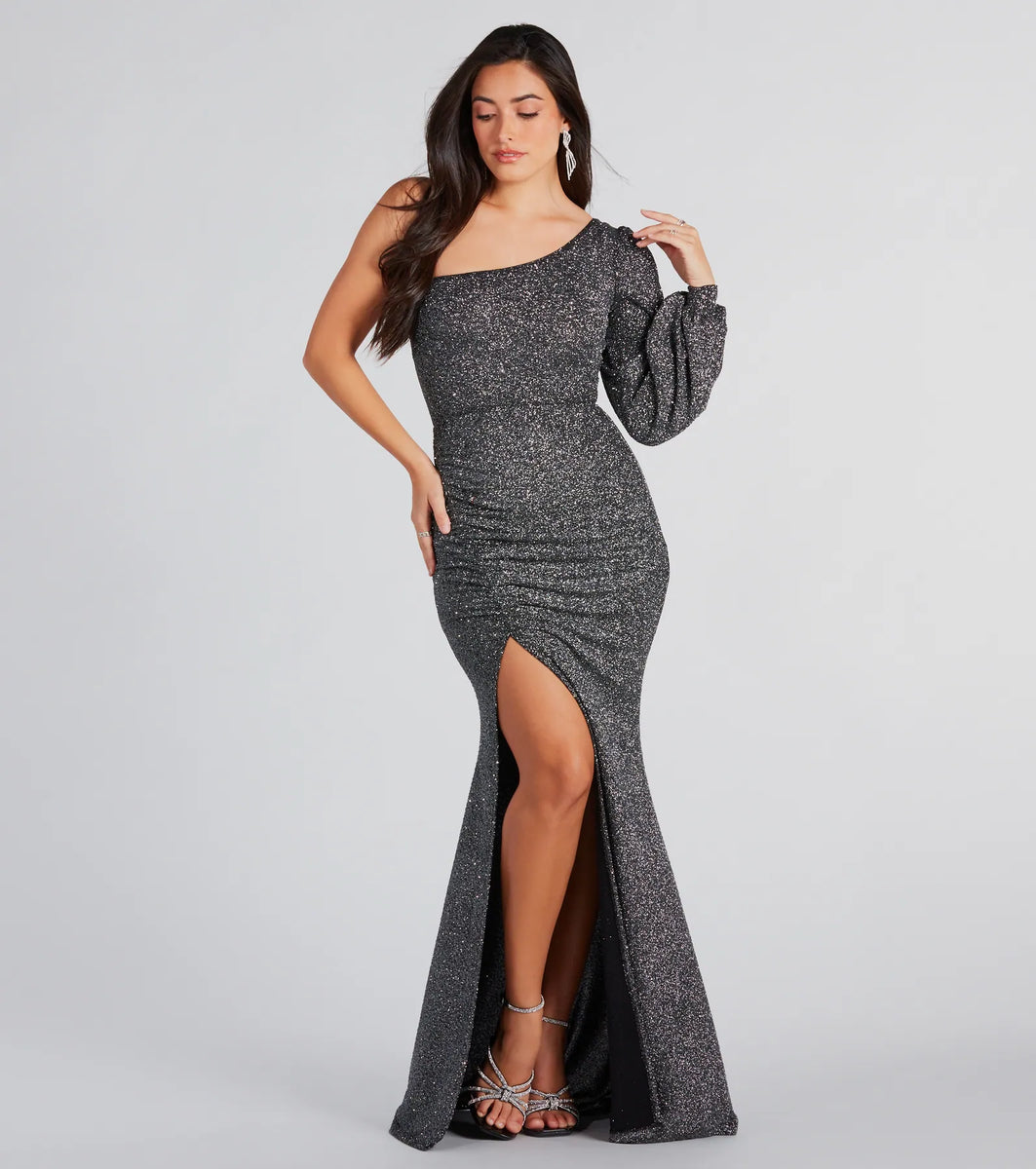 Sierra Formal Glitter Long Sleeve Mermaid Dress & Windsor