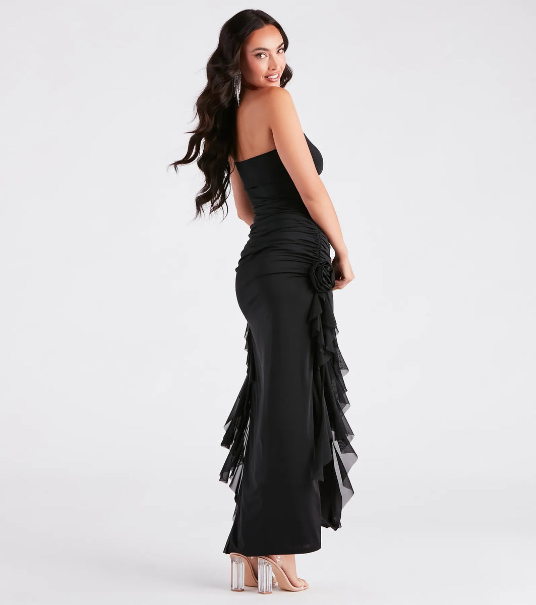 Kenna Rosette Applique Ruffled Formal Dress & Windsor