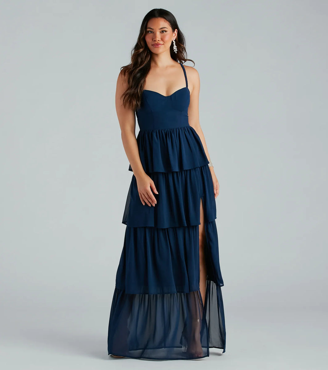 Deborah Formal Chiffon A-Line Ruffled Dress & Windsor