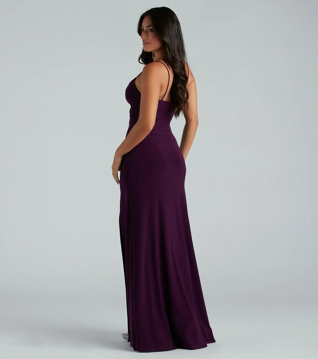 Cindy Formal V-Neck Cutout A-Line Long Dress & Windsor