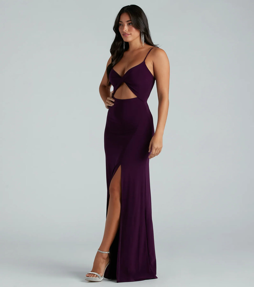 Cindy Formal V-Neck Cutout A-Line Long Dress & Windsor