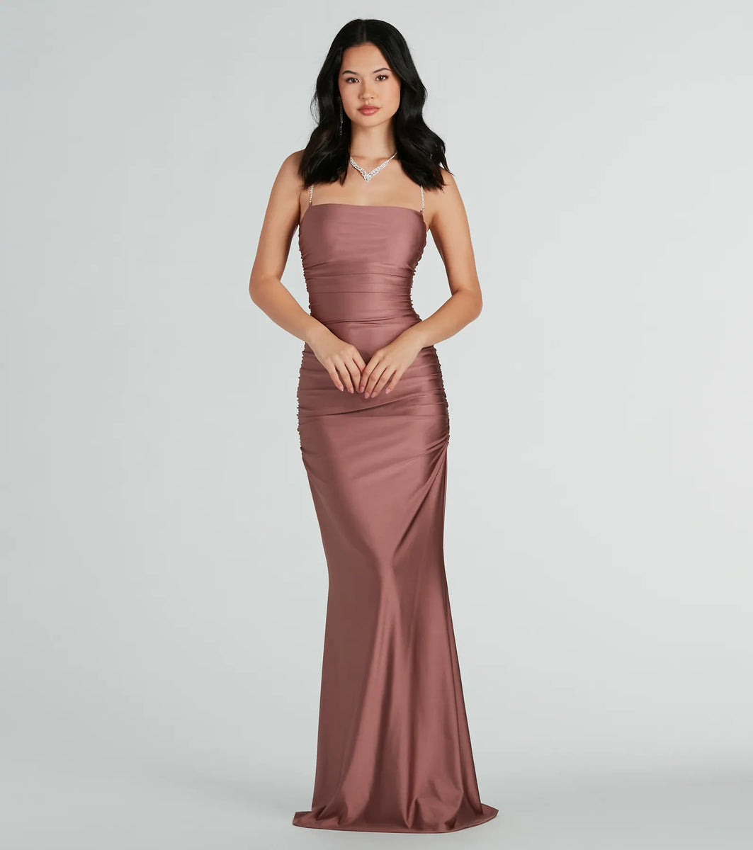 Eliena Formal Rhinestone Strap Mermaid Dress & Windsor