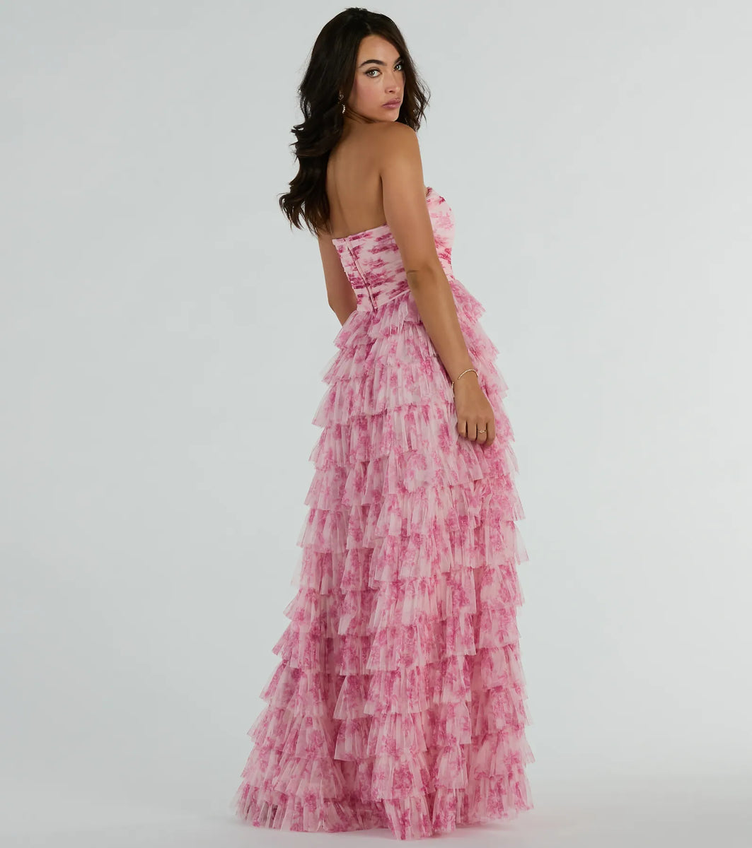 Liliane Garden Rose Ruffled A-Line Formal Dress & Windsor