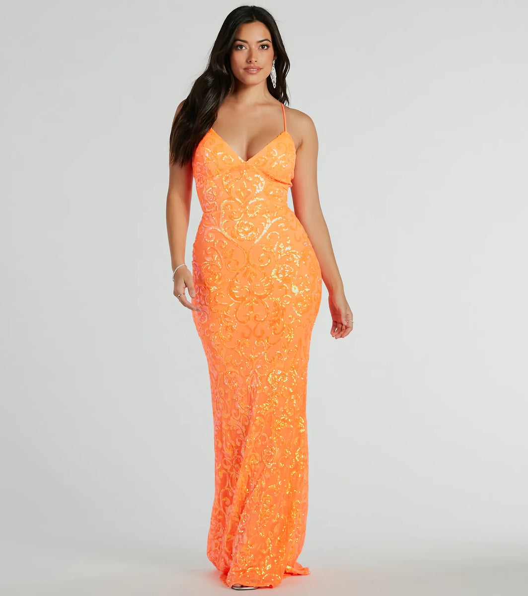 Cynthia Lace Up Mermaid Sequin Formal Dress & Windsor