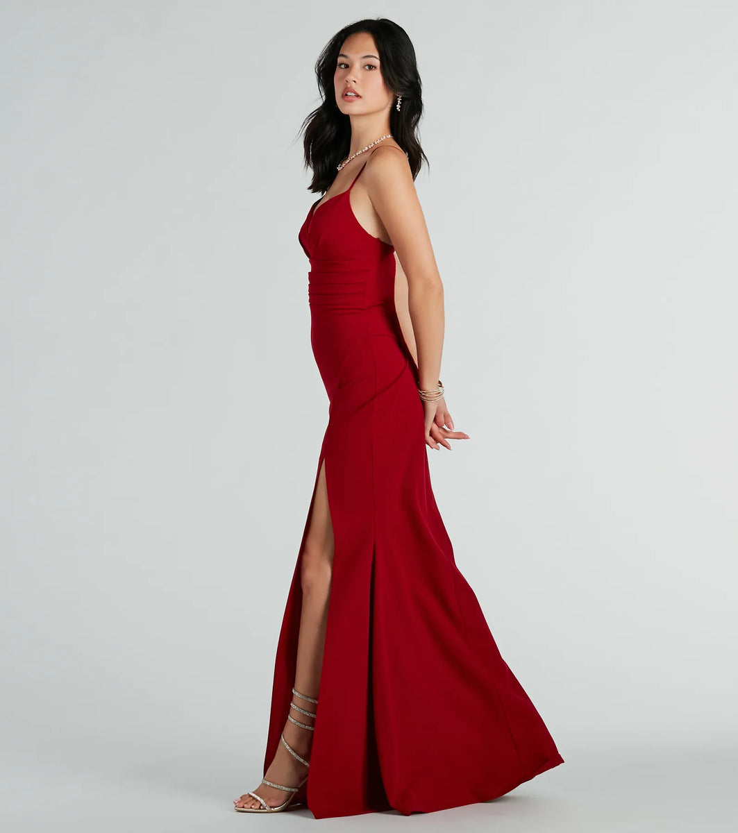 Cadence Formal Crepe Ruched Mermaid Dress & Windsor