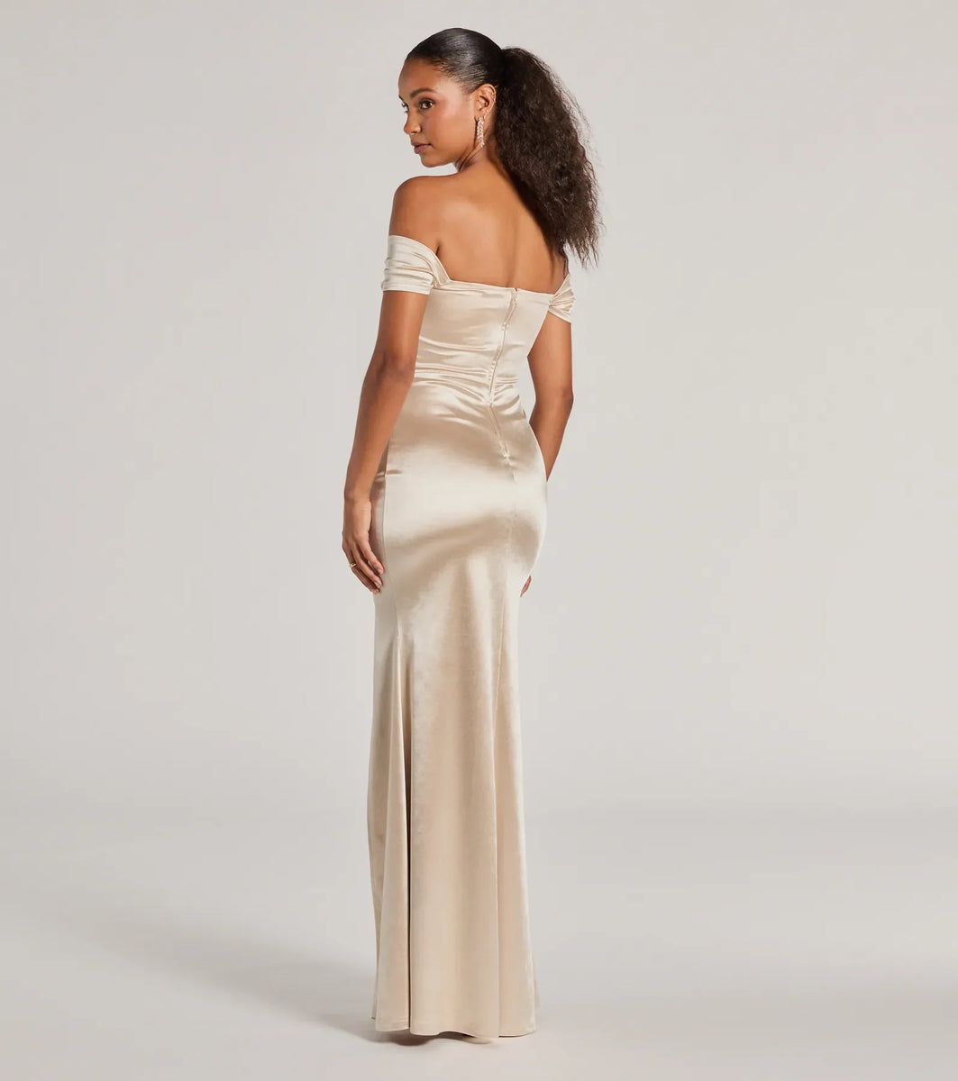Laura Off-The-Shoulder Mermaid Satin Formal Dress & Windsor