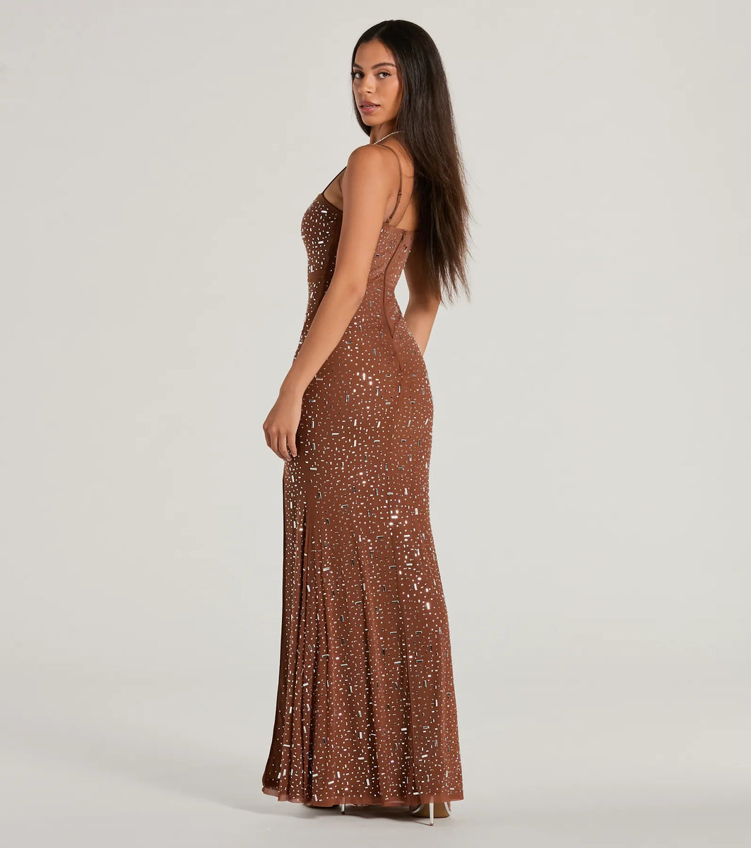 Britt Sleeveless Mermaid Rhinestone Formal Dress & Windsor