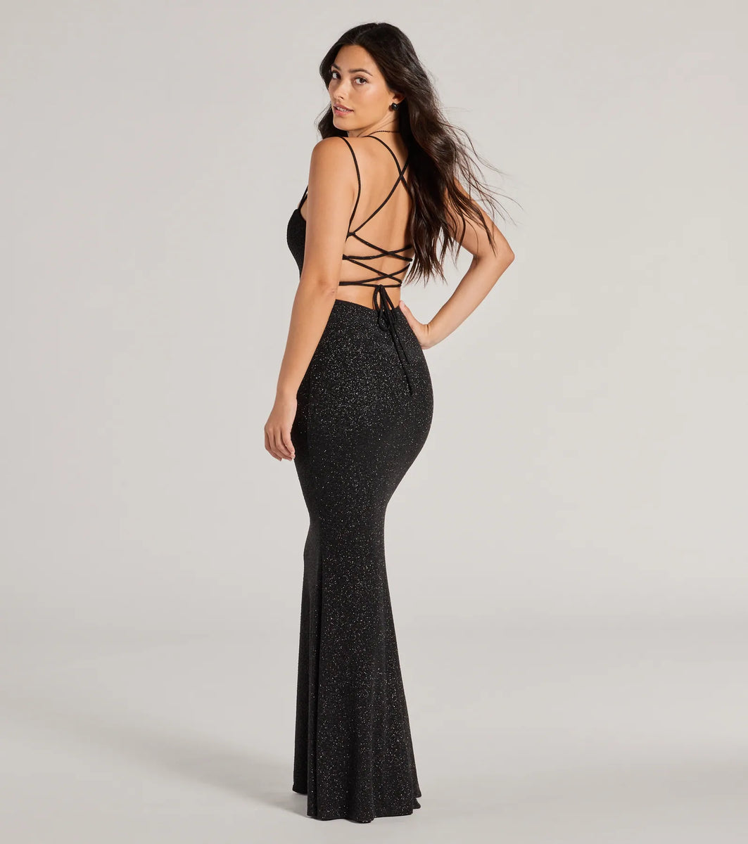 Jade Lace-Up Mermaid Glitter Formal Dress & Windsor