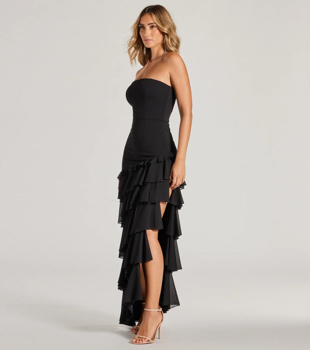 Shianne Strapless Chiffon Ruffled A-Line Formal Dress | Windsor Shianne Strapless Chiffon Ruffled A-Line Formal Dress | Windsor