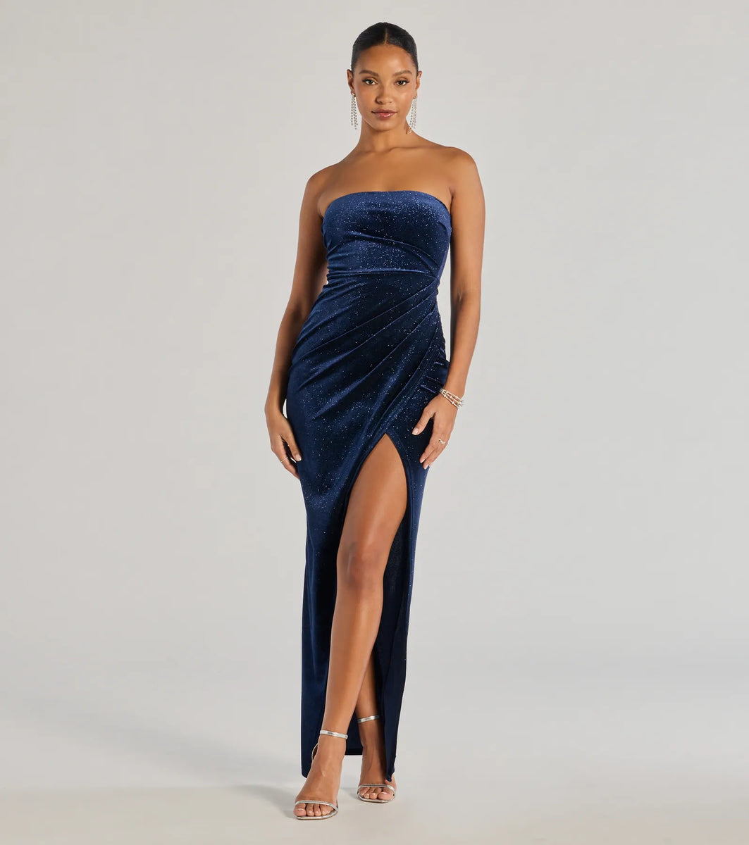 Cordelia Velvet Glitter Long Wrap Dress & Windsor