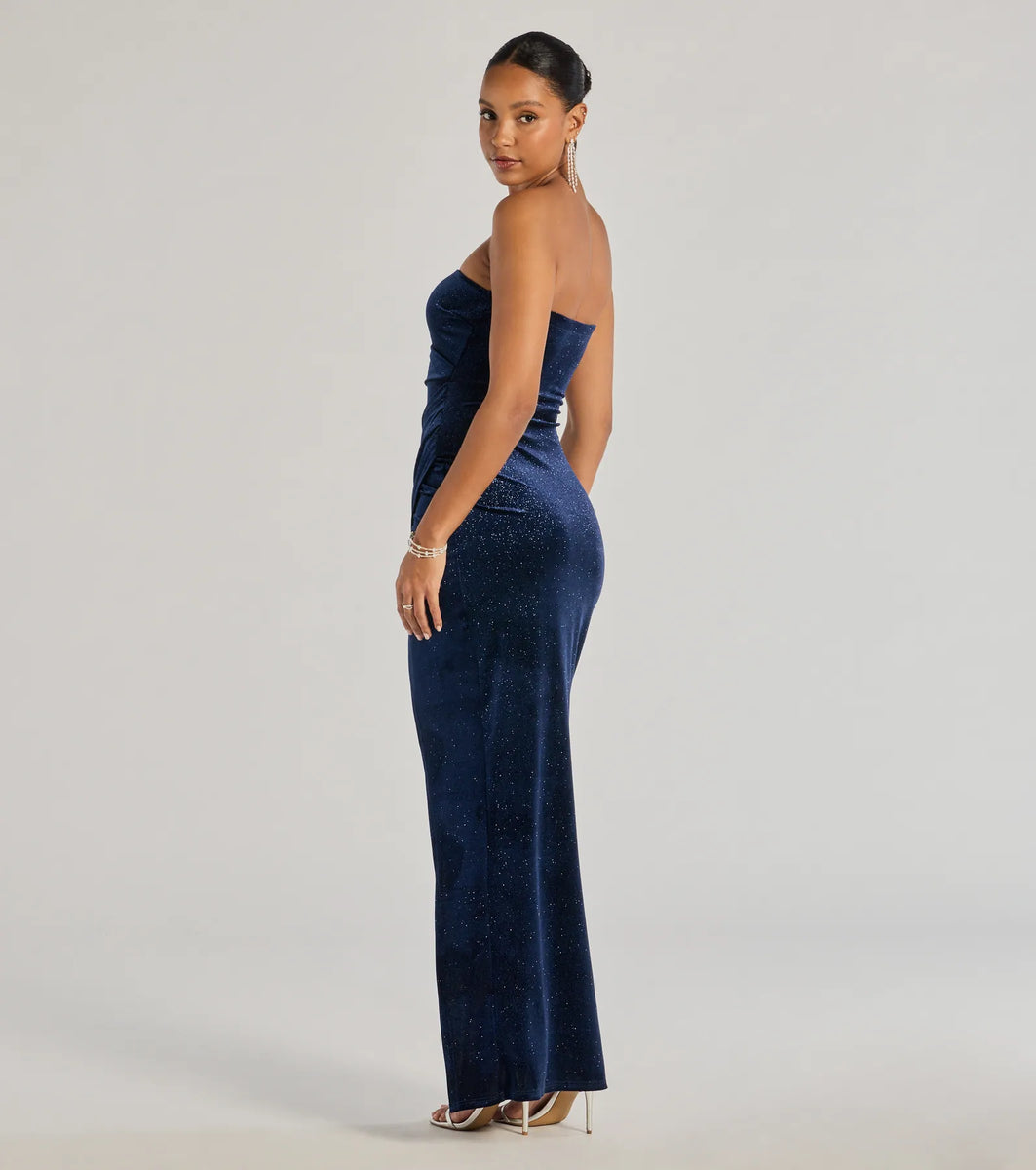 Cordelia Velvet Glitter Long Wrap Dress & Windsor