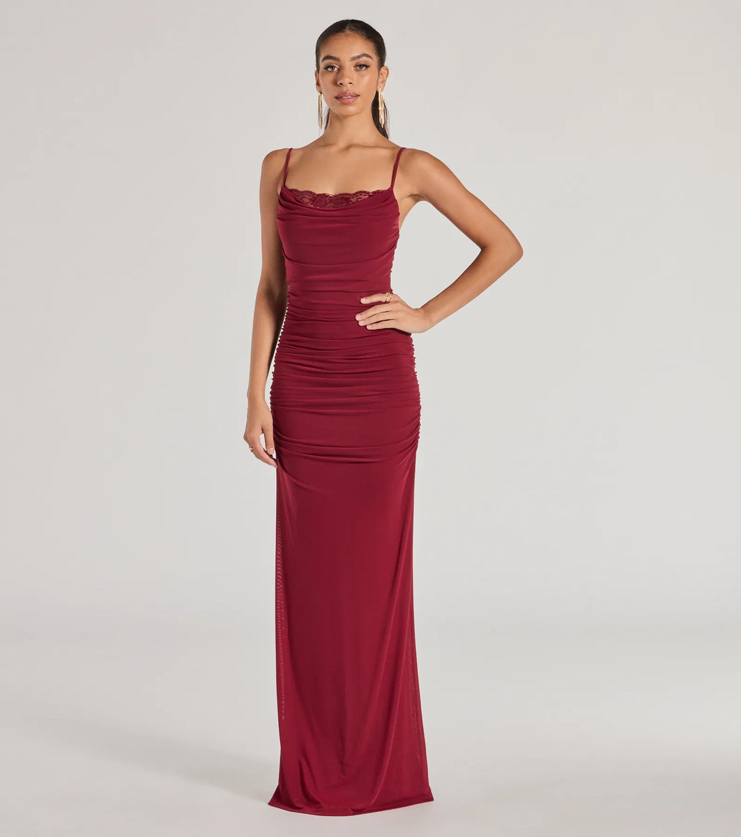 Julane Cowl Neck Ruched Column Dress & Windsor
