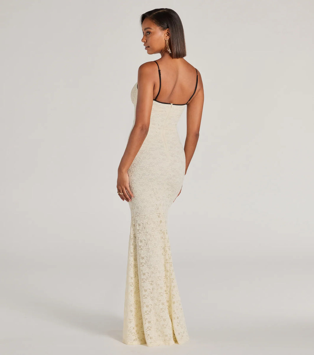 Glinda V-Neck Bow Lace Mermaid Formal Dress & Windsor