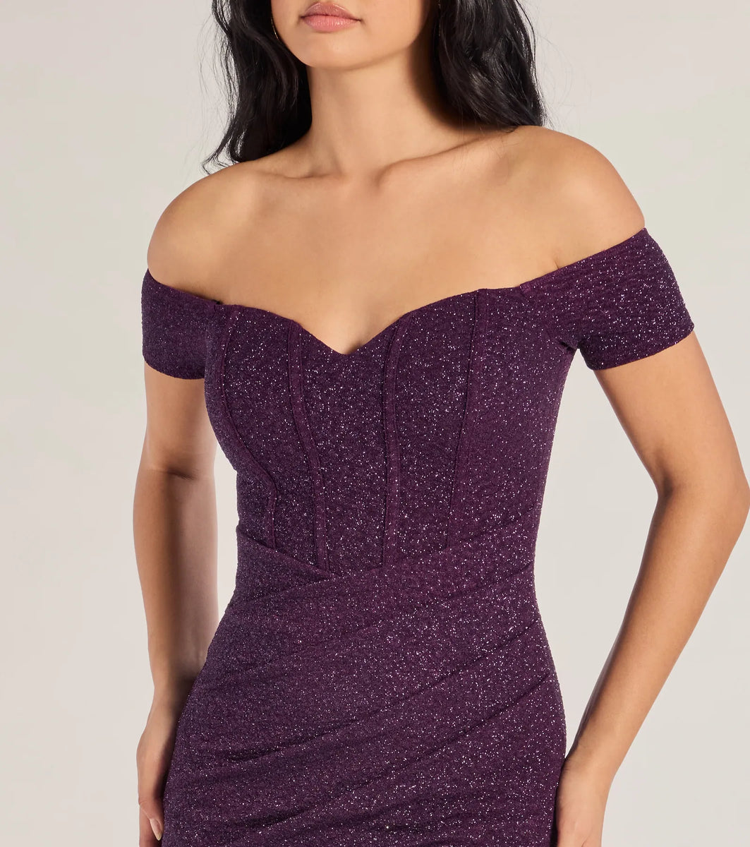 Mimi Off The Shoulder Glitter Mermaid Corset Dress & Windsor