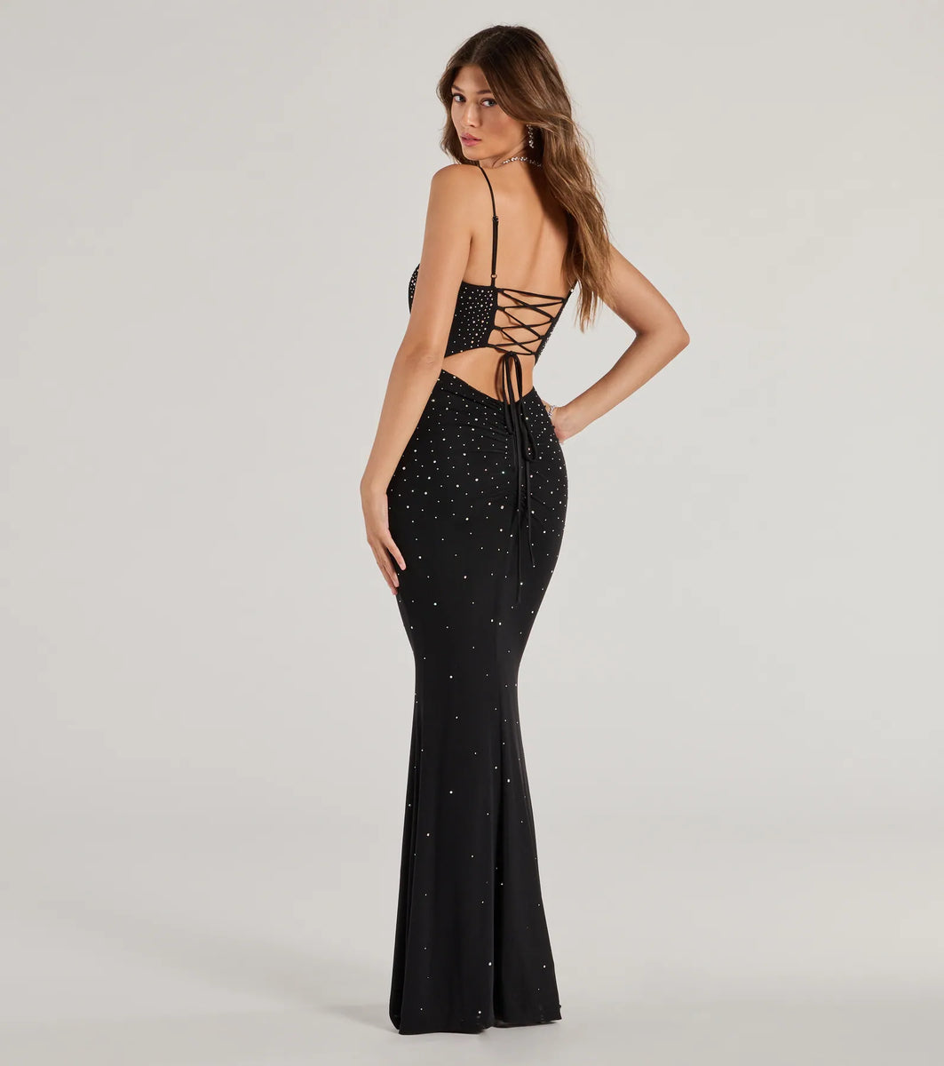 Noa Lace-Up Rhinestone Corset Mermaid Dress & Windsor