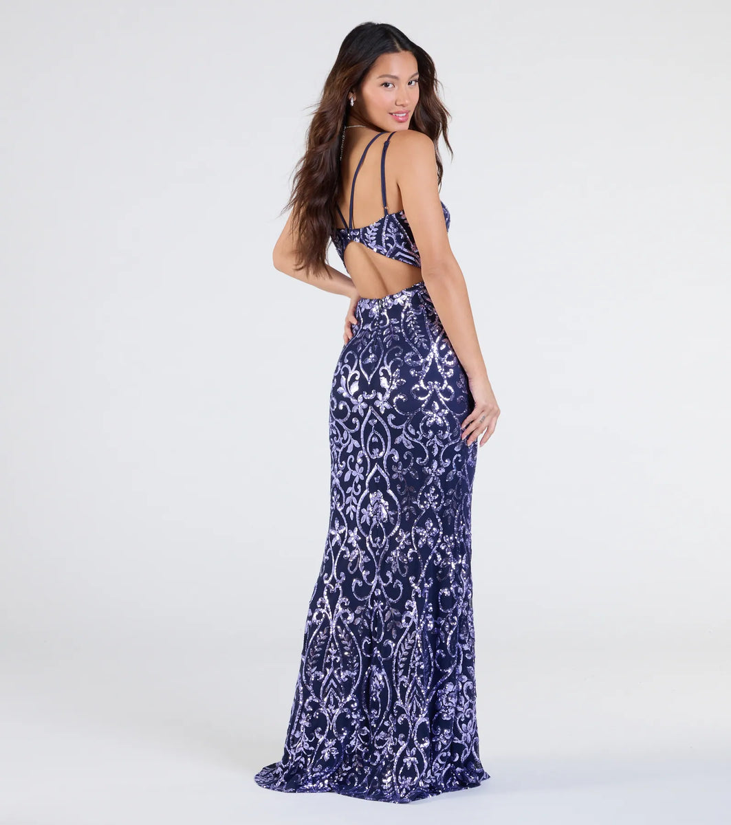 Andrea Cutout Slit Mermaid Sequin Formal Dress & Windsor