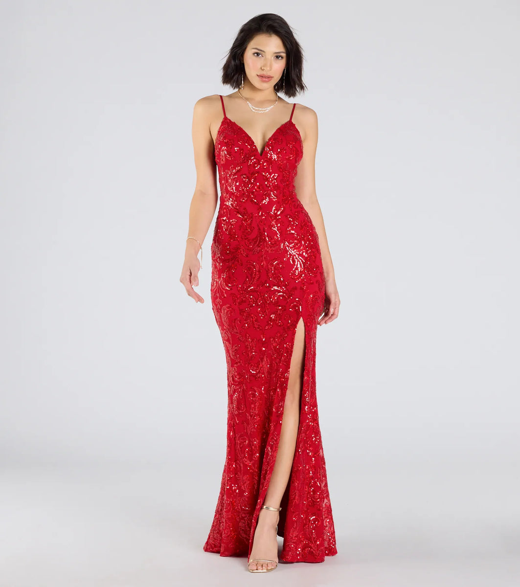 Cecelia Low Back Mermaid Sequin Formal Dress & Windsor