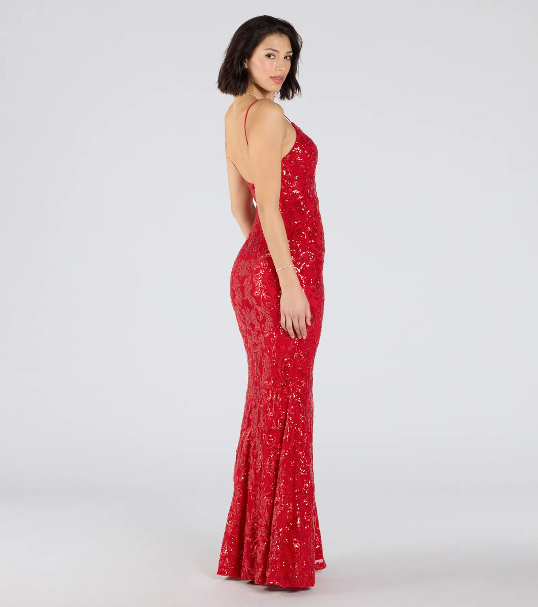 Cecelia Low Back Mermaid Sequin Formal Dress & Windsor