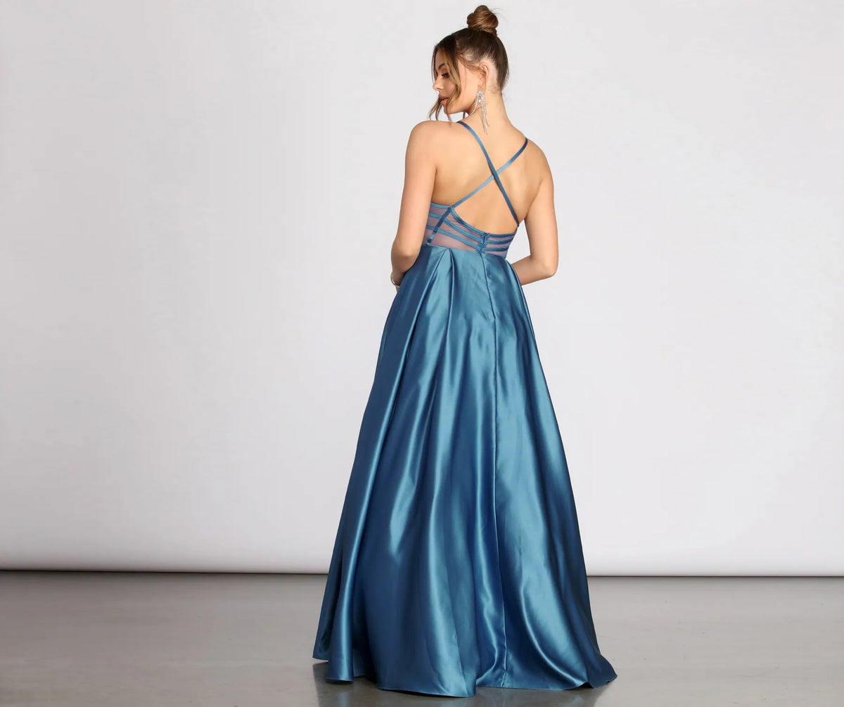 Maisy Satin Strappy Back Gown & Windsor