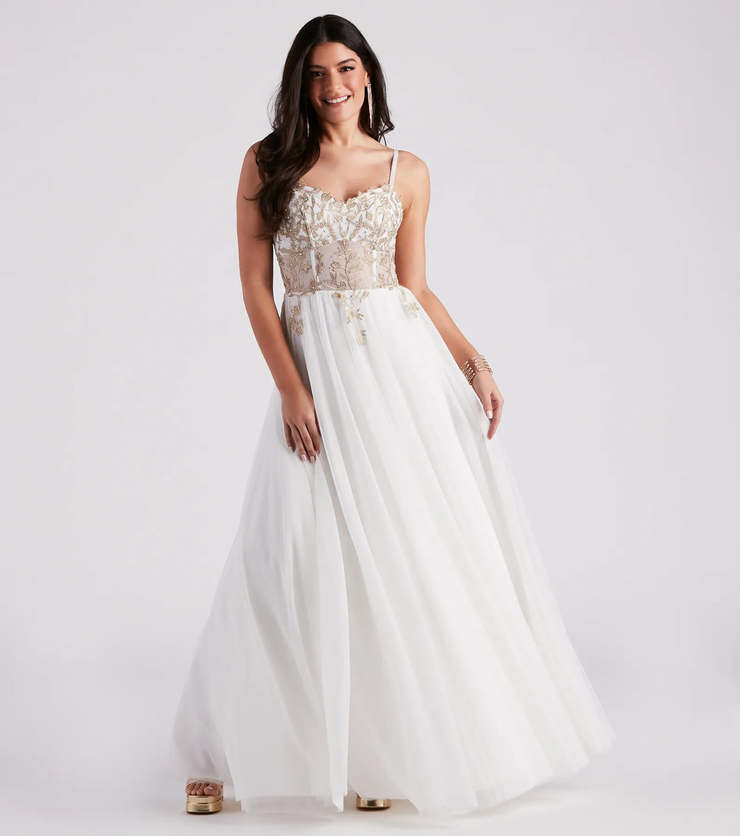 Alexandra Rhinestone Embroidered Tulle Ball Gown & Windsor