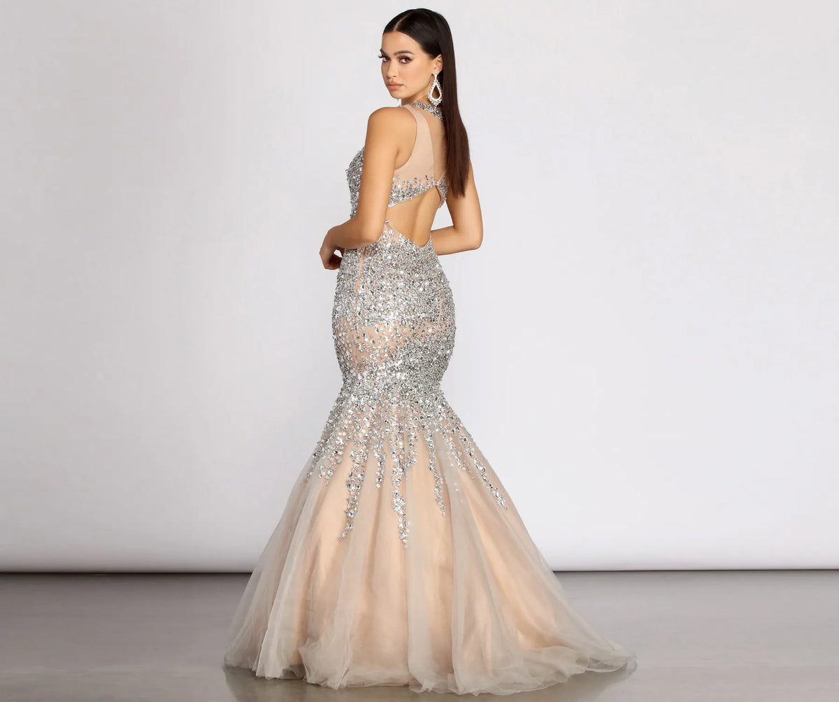 Sahar Open Back Beaded Mermaid Dress & Windsor