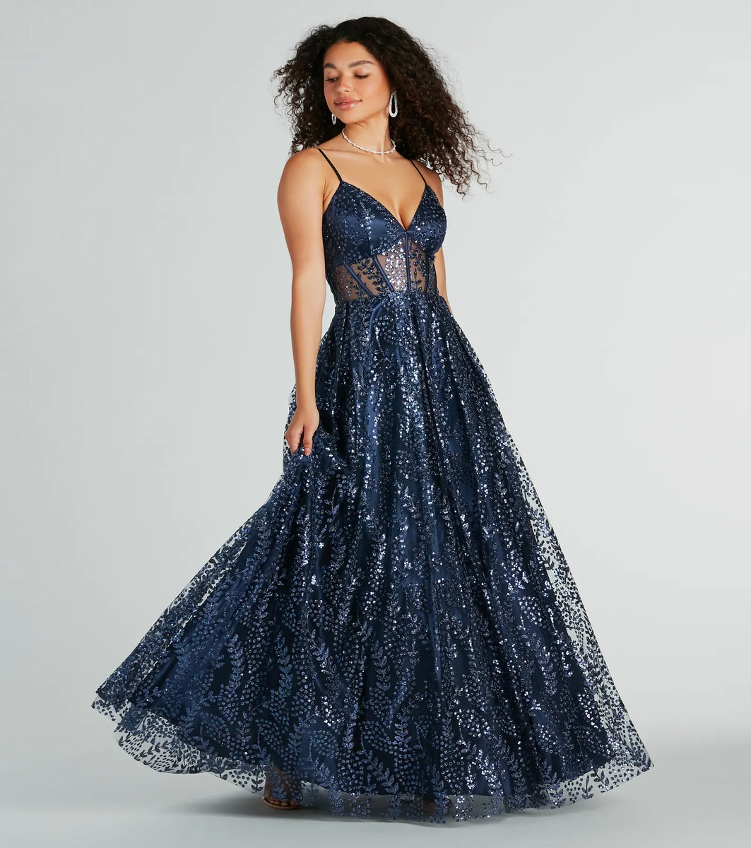 Ember Glitter Corset Lace-Up Ball Gown & Windsor