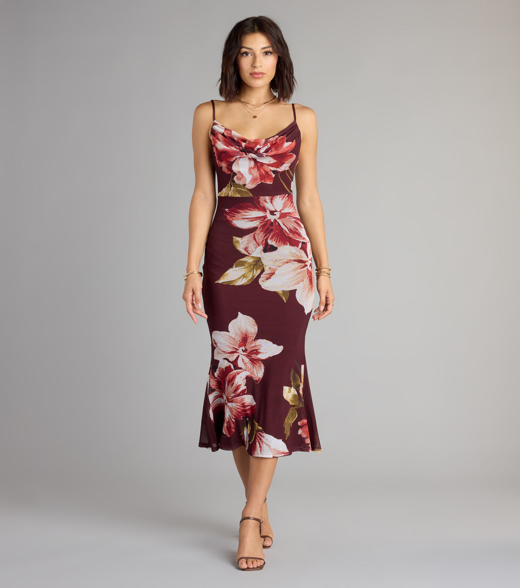 Bloom Mood Floral Open Back Midi Dress & Windsor