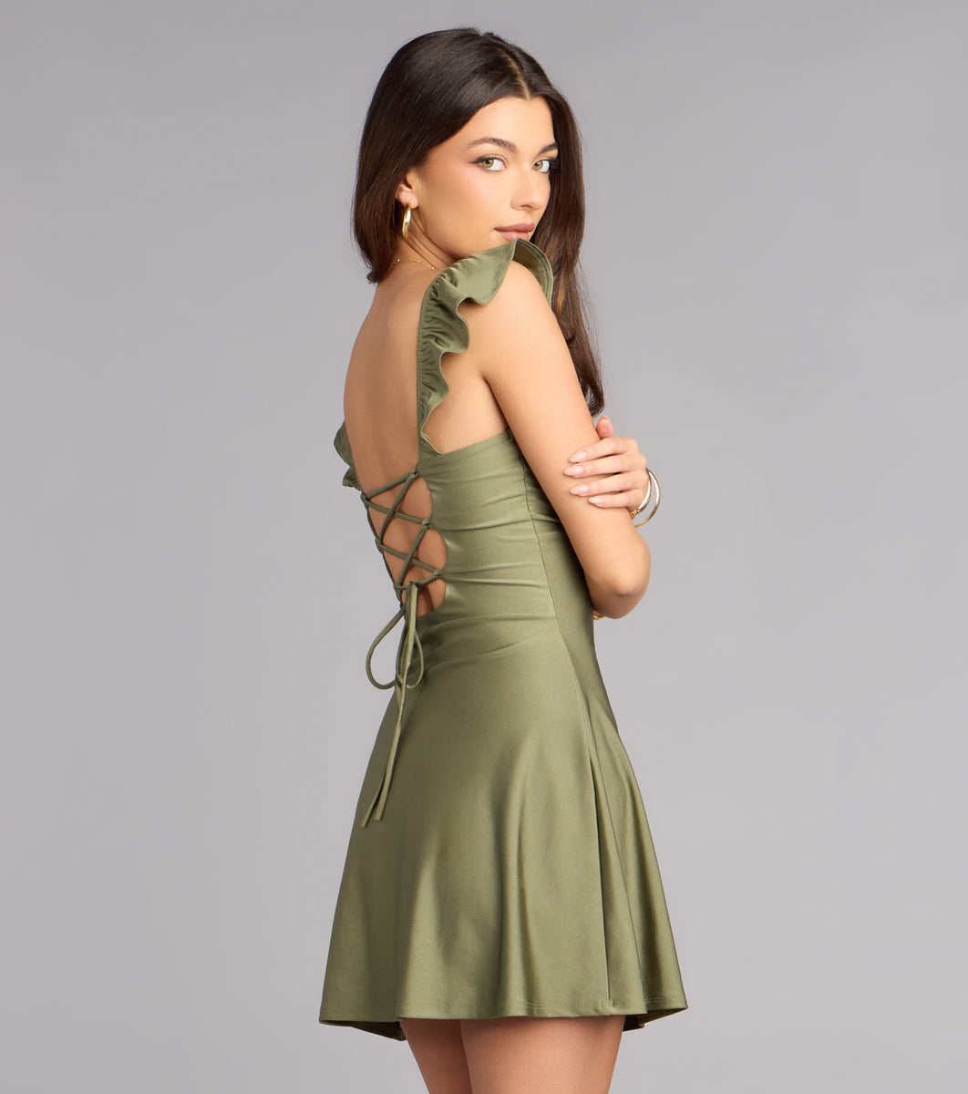 Flirt Mode On Lace-Up Mini Dress & Windsor