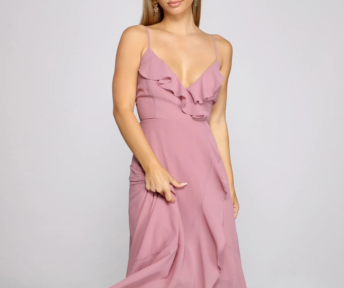 Frilly Romance Ruffled Chiffon High Low Dress & Windsor