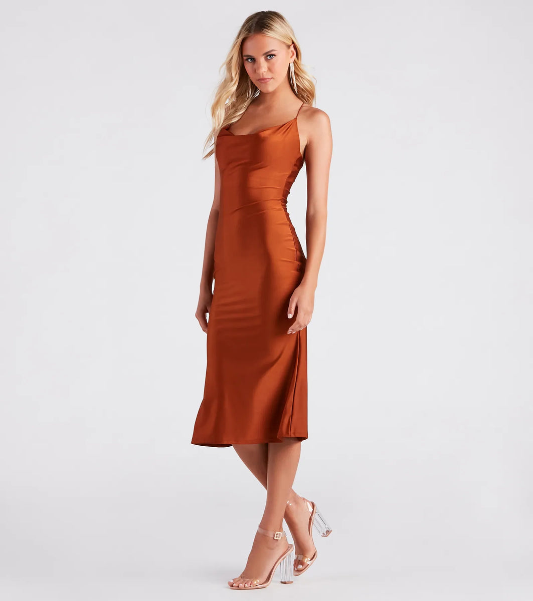 Flatter Me Satin-Knit Midi Dress & Windsor