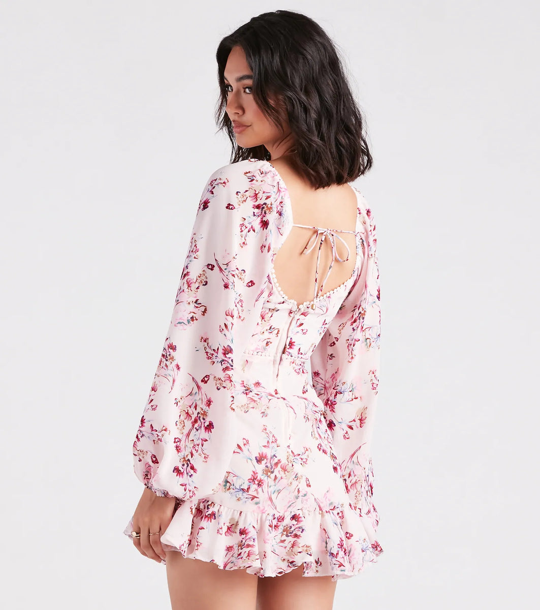 Ready For Floral Chiffon Ruffle Short Dress & Windsor