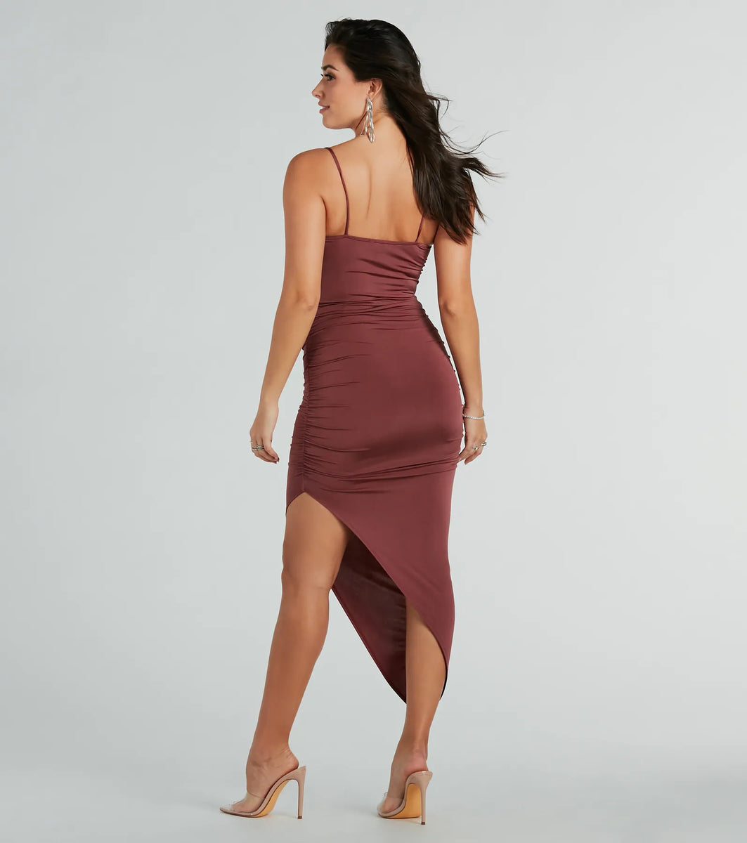 Evening Of Bliss Ruched Bodycon Midi Dress & Windsor