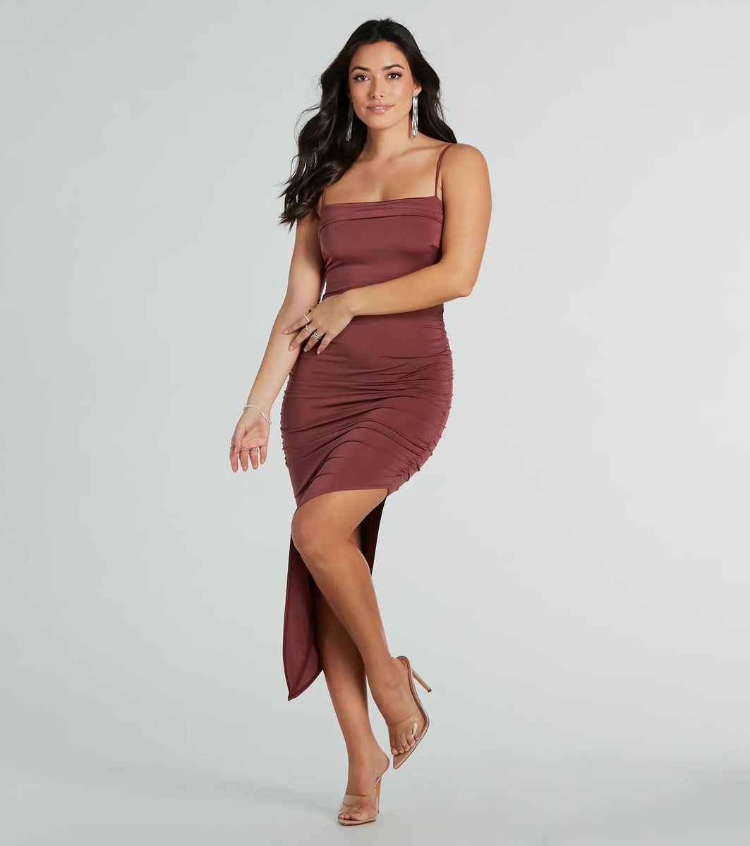 Evening Of Bliss Ruched Bodycon Midi Dress & Windsor