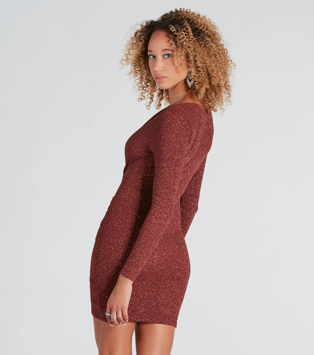 Raining Glitter V-Neck Mini Dress & Windsor