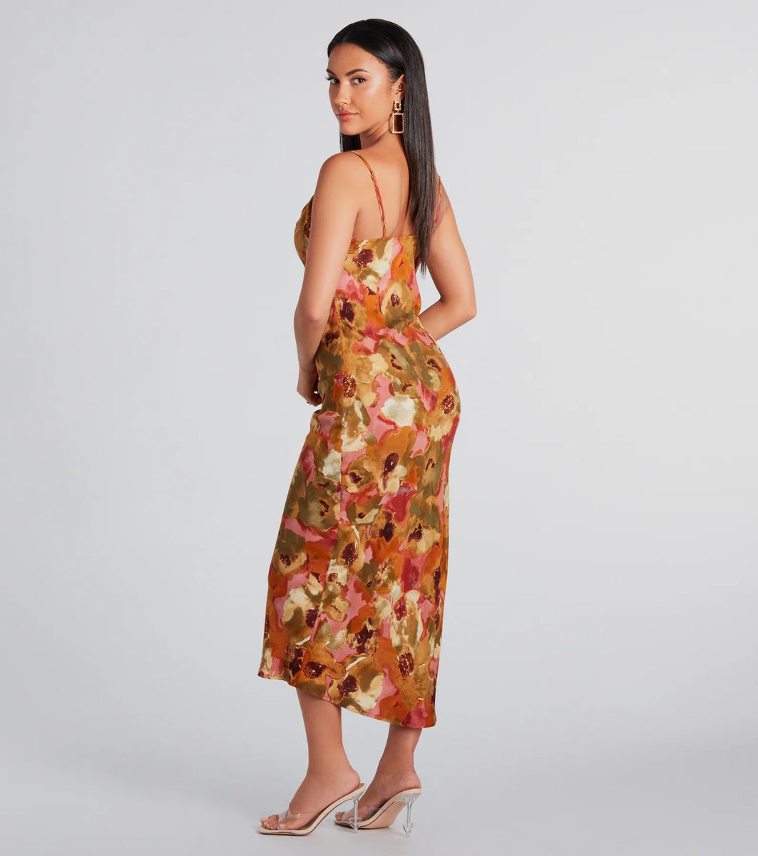 Simply Fine In Floral A-Line Midi Dress & Windsor