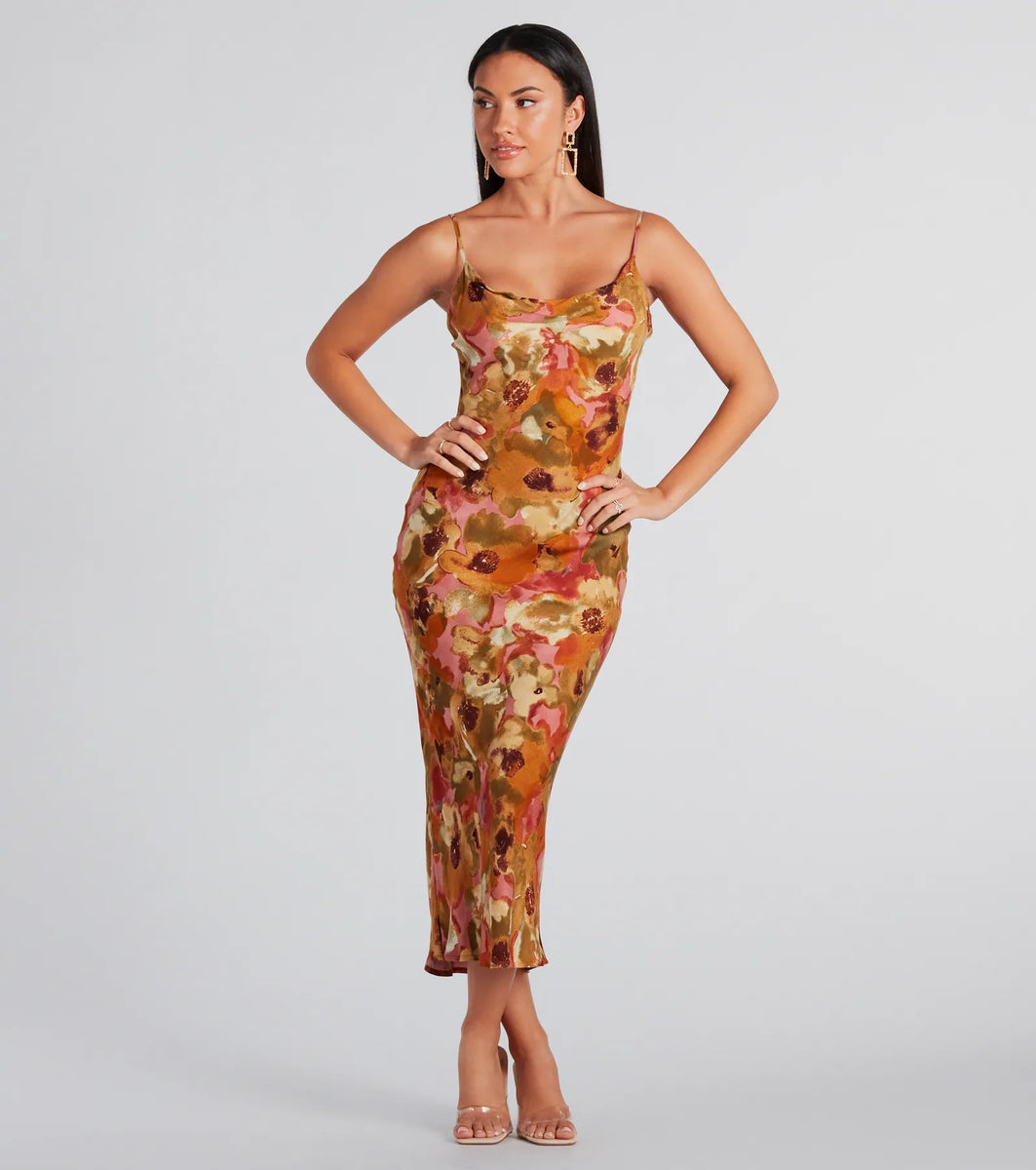 Simply Fine In Floral A-Line Midi Dress & Windsor