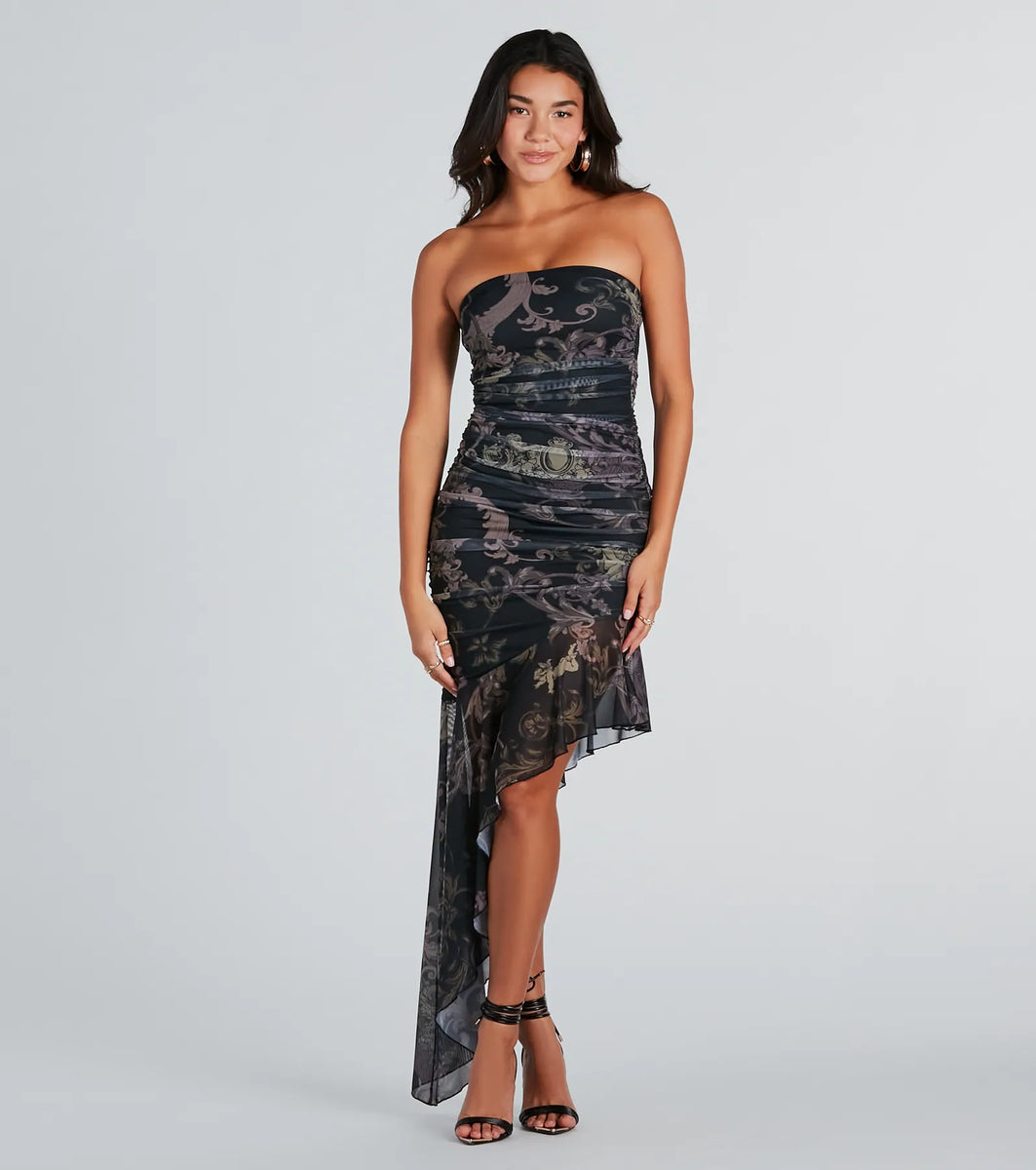 Mystical Beauty Greek Print Ruffle Midi Dress & Windsor