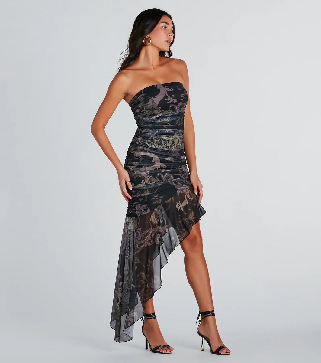 Mystical Beauty Greek Print Ruffle Midi Dress & Windsor
