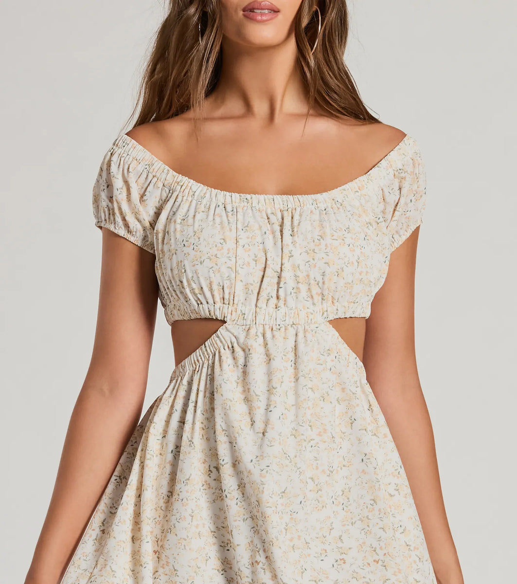 Watch Me Bloom Off-The-Shoulder Floral Midi Dress & Windsor