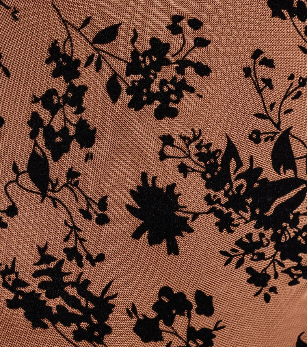 Chic Attire Flocked Velvet Floral Midi Dress & Windsor