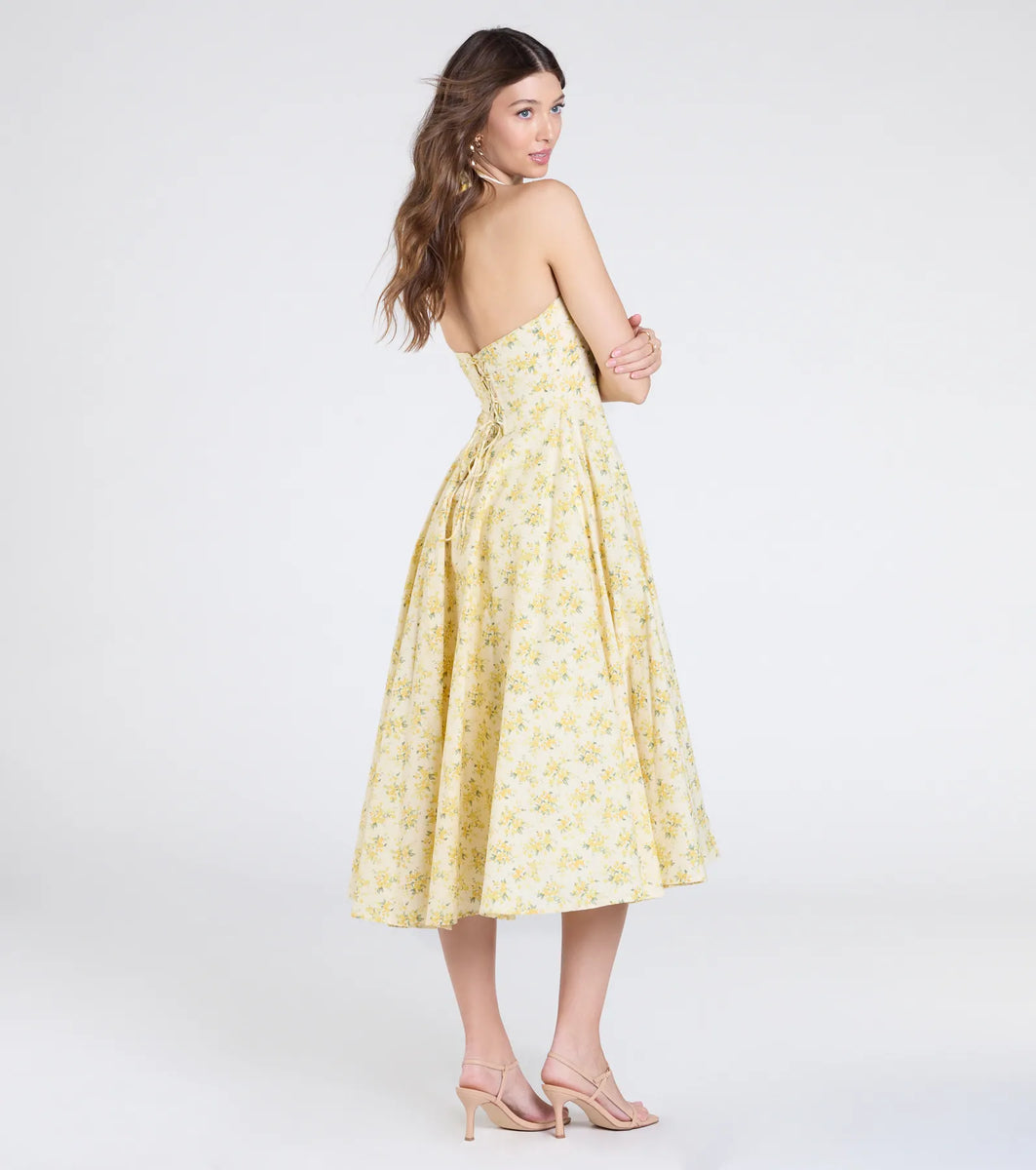 Set For Spring Halter Corset Floral Midi Dress & Windsor