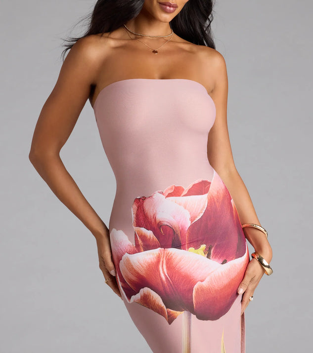 Statement Blooms Strapless Floral Maxi Dress | Windsor Statement Blooms Strapless Floral Maxi Dress | Windsor