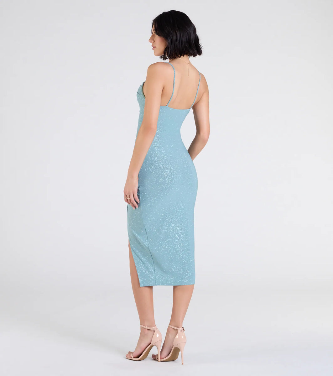 At Midnight Bodycon Glitter Mid Dress & Windsor