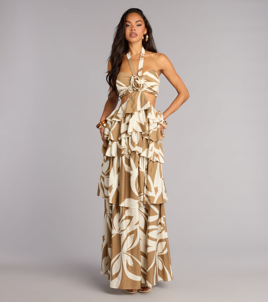 Postcard Pretty Halter Cutout Maxi Dress & Windsor