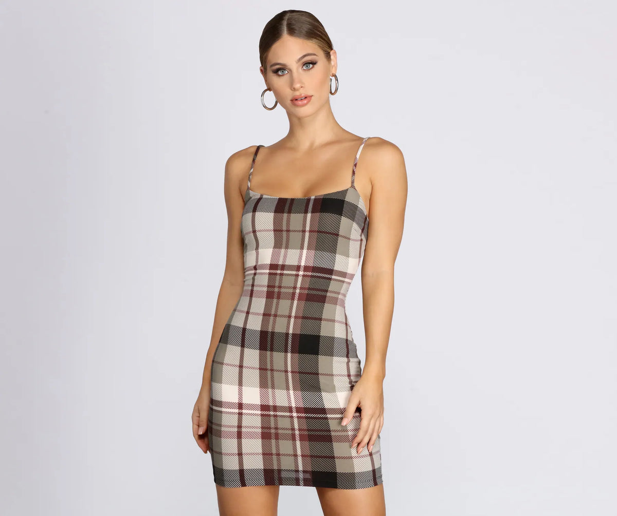 Plaid Knit Mini Dress & Windsor