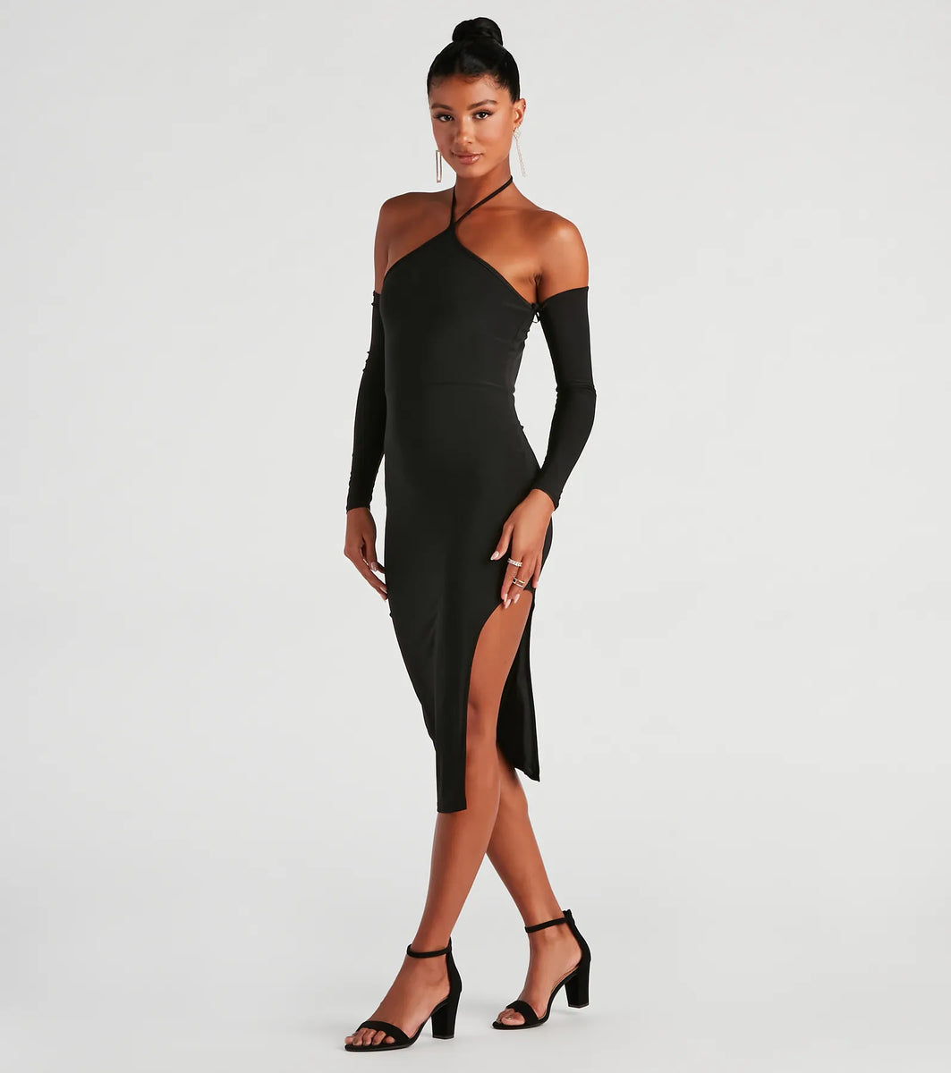 Alluring Trendsetter Halter Midi Dress & Windsor